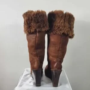 Michael Kors | Shoes | Michael Kors Calista Brown Faux Fur Lined Wedge ...